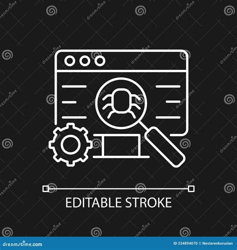 Software Testing White Linear Icon For Dark Theme Stock Vector