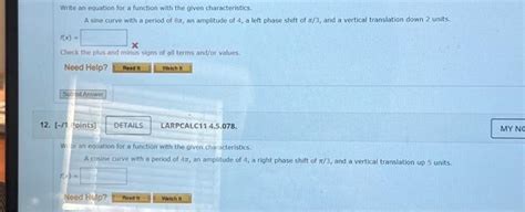 Solved Write An Equation For A Function With The Given Chegg