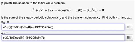 solved the solution to the initial value problem x 2x 17x 4