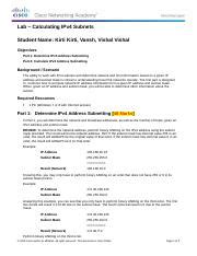 CNS Lab Calculating IPv Subnets Docx Lab Calculating IPv Subnets Student Name Kirti