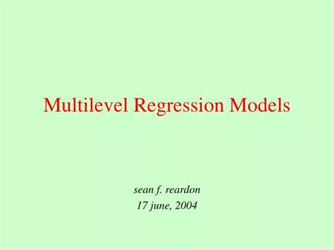 Ppt Multilevel Regression Models Powerpoint Presentation Free