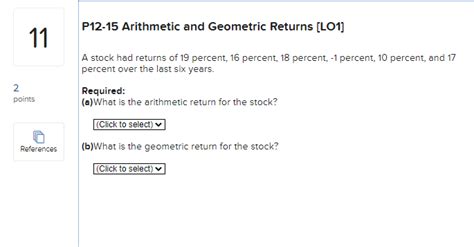 solved p12 15 arithmetic and geometric returns [lo1] 11 2