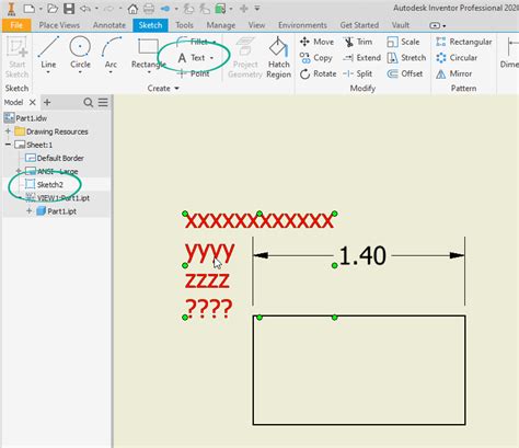break dimension or leader text lines lines on text fields in inventor