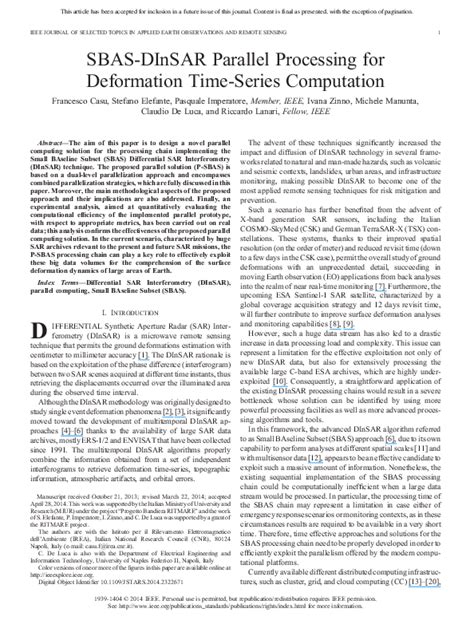 Pdf Sbas Dinsar Parallel Processing For Deformation Time Series Computation