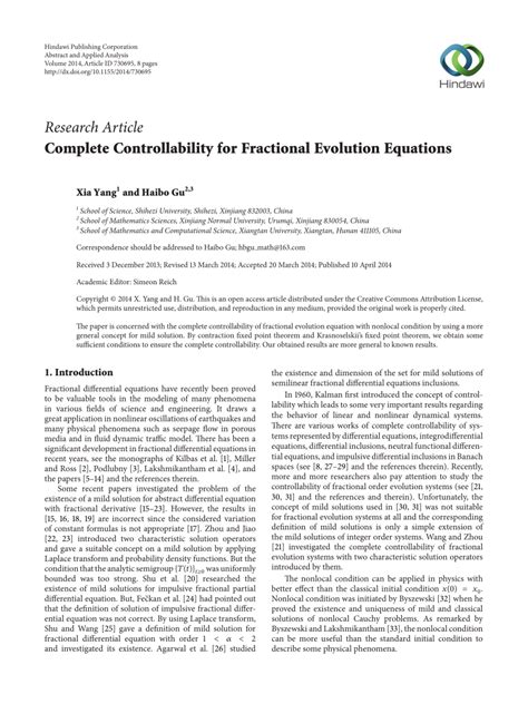 Pdf Complete Controllability For Fractional Evolution Equations