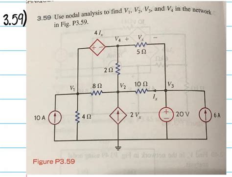 Solved 359 Use Nodal Analysis To Find V1v2v3 And V4 In