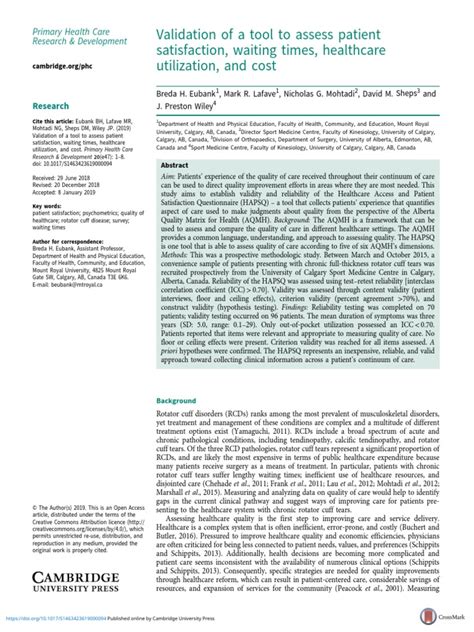 Validation Of A Tool To Assess Patient Satisfaction Waiting Times
