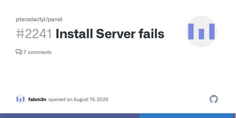 Install Server Fails · Issue 2241 · Pterodactylpanel · Github
