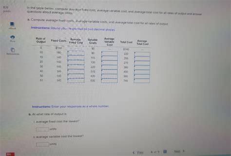 Solved In The Table Below Compute Average Fixed Cost Chegg