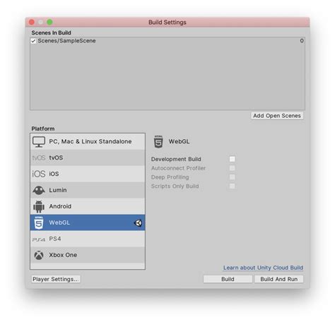 Unity Manual Building And Running A Webgl Project