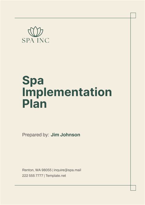free spa implementation plan template to edit online
