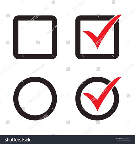Checkbox Set Blank Checked Checkbox Vector เวกเตอร์สต็อก ปลอดค่า