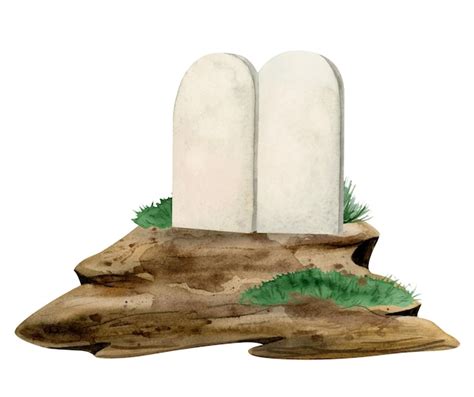 Premium Photo Watercolor Stone Tablets Of Ten Commandments Mount Sinai With Copy Space Shavuot