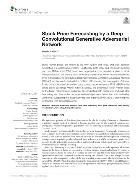 Pdf Stock Price Forecasting By A Deep Convolutional Generative Adversarial Network