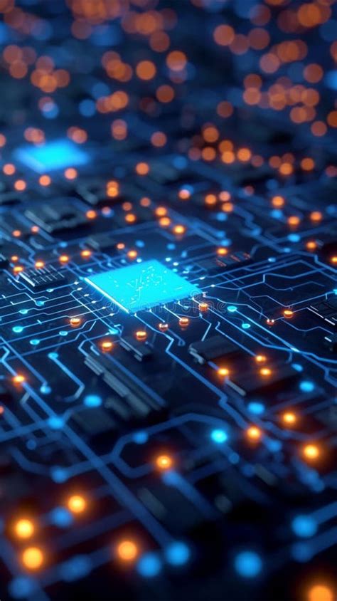 Blue Circuit Board 3d Rendering Abstract Technology Concept Digital
