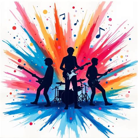Free Vibrant Music Explosion Photo Music Watercolor Silhouettes