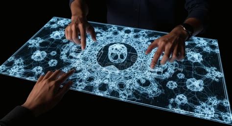 Digital Data Interaction On Futuristic Touchscreen Display Stock Image
