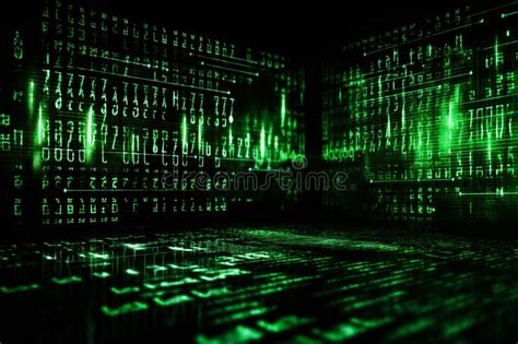 Dynamic Digital Data Stream Abstract Green Computer Background Stock