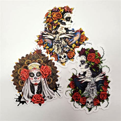 Dia De Los Muertos Stickers Dia De Los Muertos Day Of The Etsy
