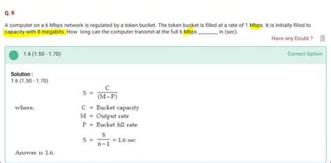 Computer Networks Madeeasy Test Series Computer Networks Token Bucket