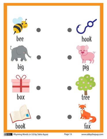 Match English Rhyming Words Worksheet Free Printable Puzzle Games