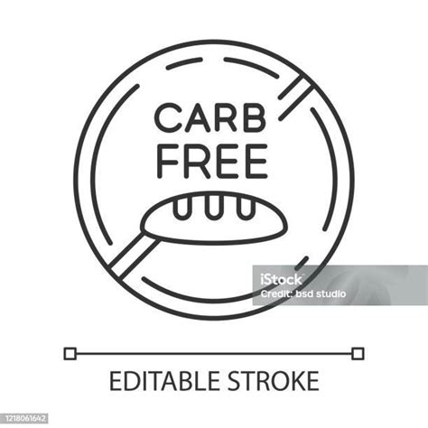 탄수화물 무료 선형 아이콘입니다 감미료를 첨가하지 않은 유기농 식품 제품 무료 성분 영양가 있는 식이요법 가는 선 그림입니다 등고선 기호입니다 벡터 절연 윤곽선 도면 편집