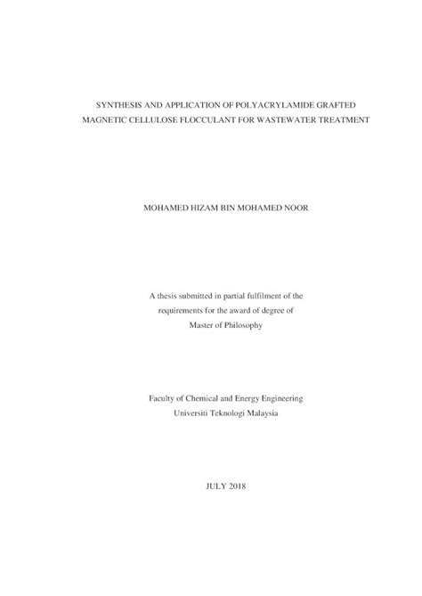 Pdf Synthesis And Application Of Polyacrylamide Grafted Eprints
