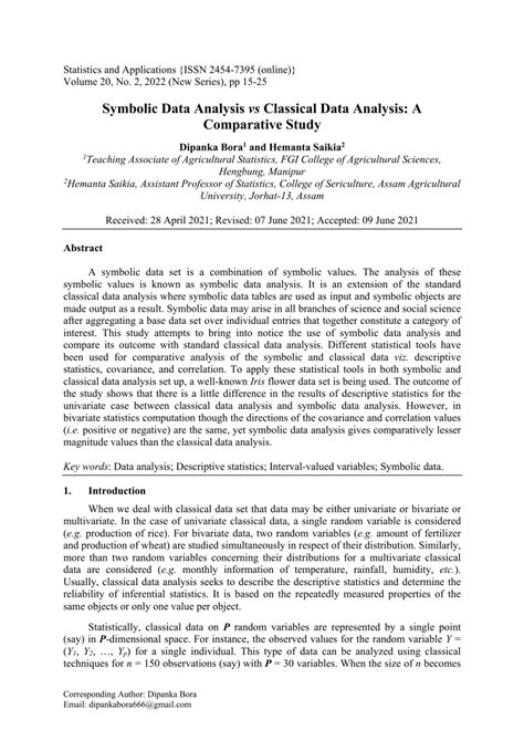 Pdf Symbolic Data Analysis Vs Classical Data Analysis A Comparative