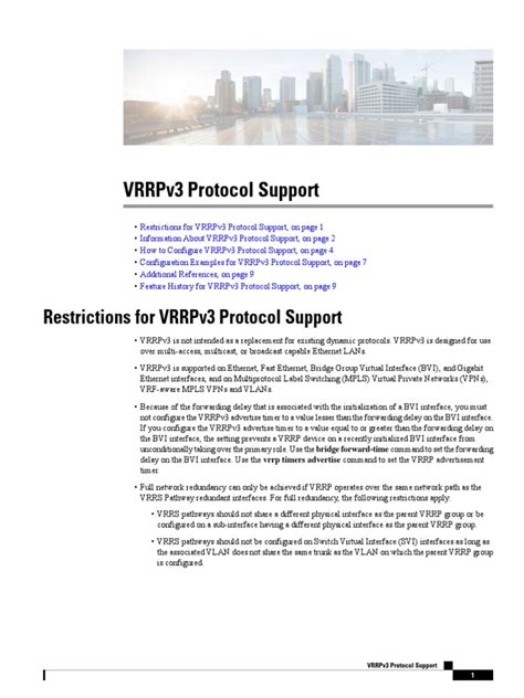 Vrrpv3 Protocol Support Pdf Ip Address I Pv6