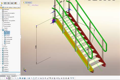 化工业楼梯 钢斜梯 Solidworks 2019 模型图纸下载 懒石网