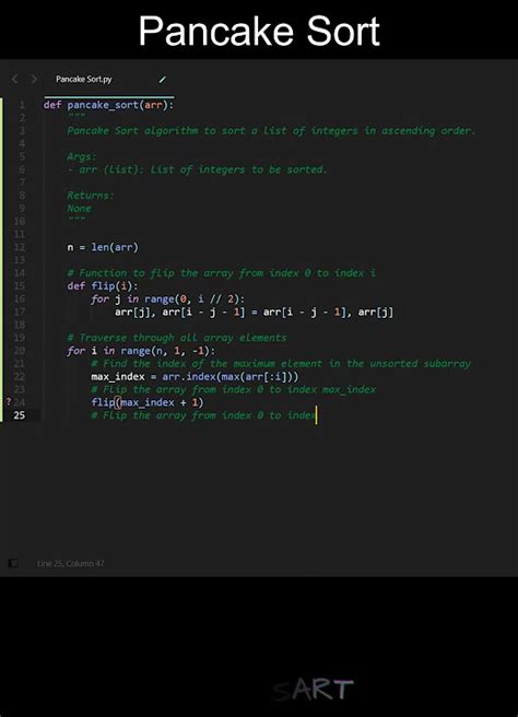 Pancake Sort Code In Python Sorting Algorithms Python Coding Tutorial Python Coding