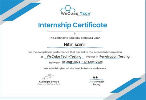Nitin Saini On Linkedin Internship Wscubetech Penetrationtesting Ethicalhacking…