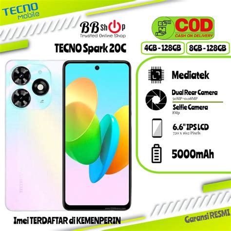 Tecno Spark 20C 4GB 128GB 8GB 128GB Garansi Resmi 1 Tahun Display Type IPS LCD Size 6 6