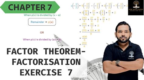 Factor Theorem Factorisation Exercise 7 Youtube