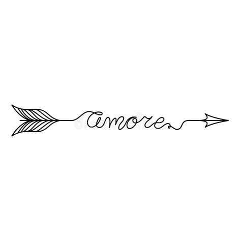 Continuous One Line Lettering Amore Love In Italian In The Form Of An