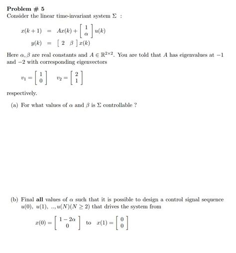 problem 5 consider the linear time invariant system
