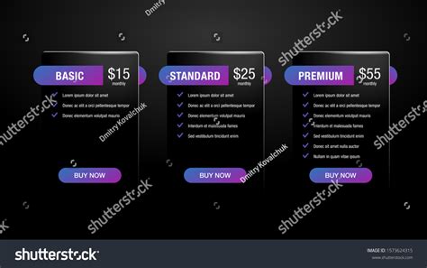 Tariff Comparsion Web Dark Ui Template Stock Vector Royalty Free 1573624315 Shutterstock