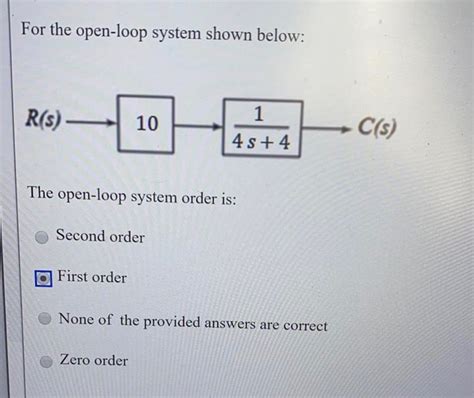 Solved For The Open Loop System Shown Below R S Chegg
