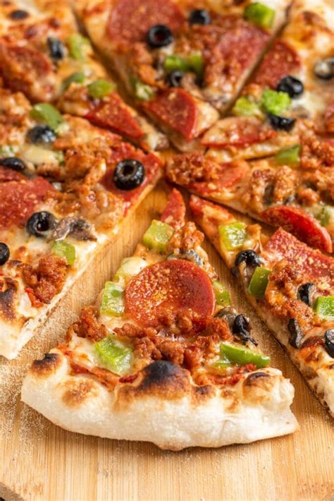 Crispy Thin Crust Homemade Supreme Pizza The Practical Kitchen