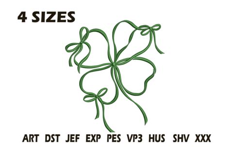 Lucky Ribbon Clover Embroidery · Creative Fabrica
