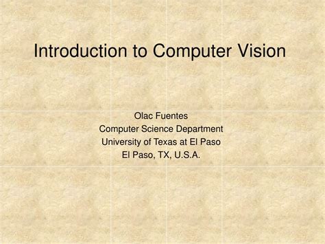 Ppt Introduction To Computer Vision Powerpoint Presentation Free