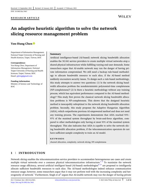 An Adaptive Heuristic Algorithm To Solve The Network Slicing Resource