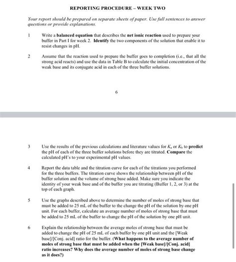 Solved Week Two Procedure Part 1 Preparing Buffer