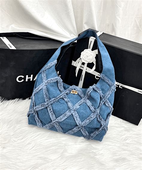 [ 고퀄리티 수입] 금장 버클 데님 밍크 다이아 라운드 숄더백 보부상추천 에이블리