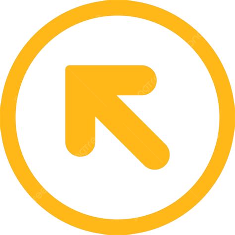 Yellow Rounded Vector Icon Of Upward Left Arrow In Flat Design Vector Direct Left Up Png And