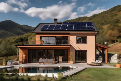 Solar Panels On A Private House Neural Network Ai Generated Stock Illustration Illustration