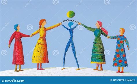 Unity In Diversity Colorful Figures Holding Hands Under A Floating