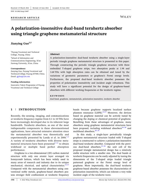 A Polarization‐insensitive Dual‐band Terahertz Absorber Using Triangle Graphene Metamaterial