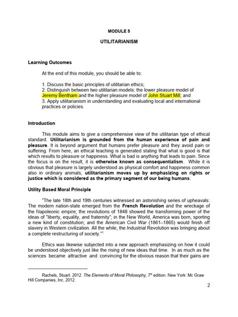 Module 5 Utilitarianism Pdf Utilitarianism Pleasure