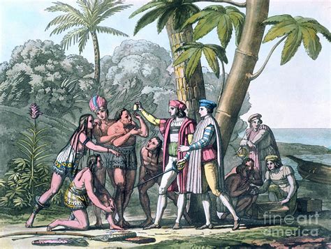 Columbus Approaching The American Indians Photograph By Jean Loup